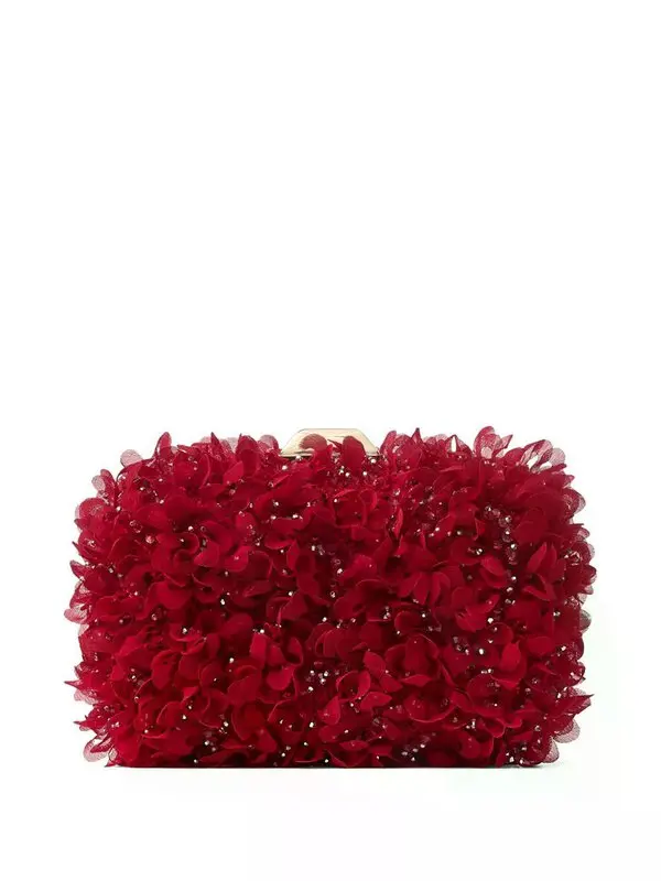 JIMMY CHOO Floral Crystal Embellished Clutch - Red