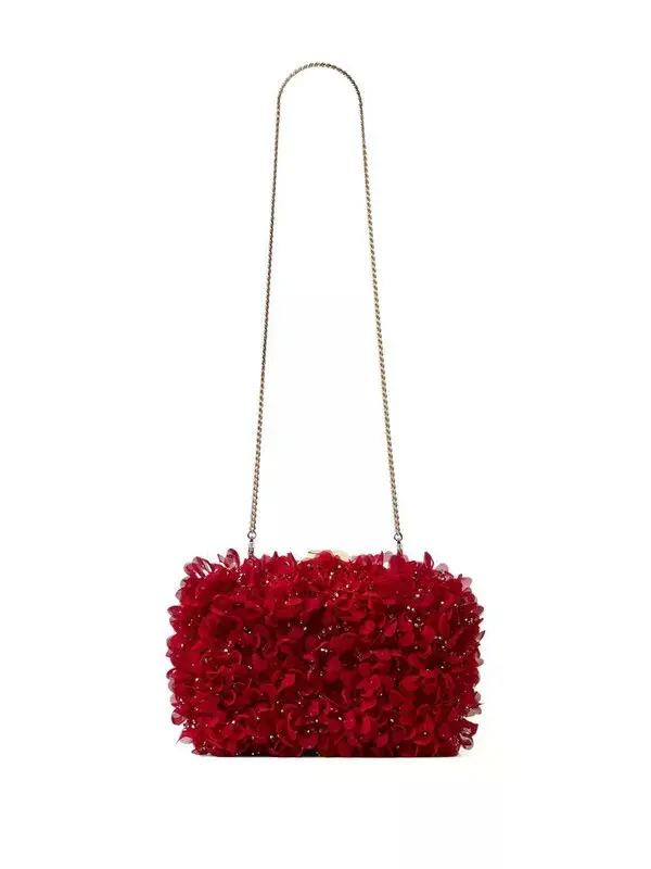 JIMMY CHOO Floral Crystal Embellished Clutch - Red