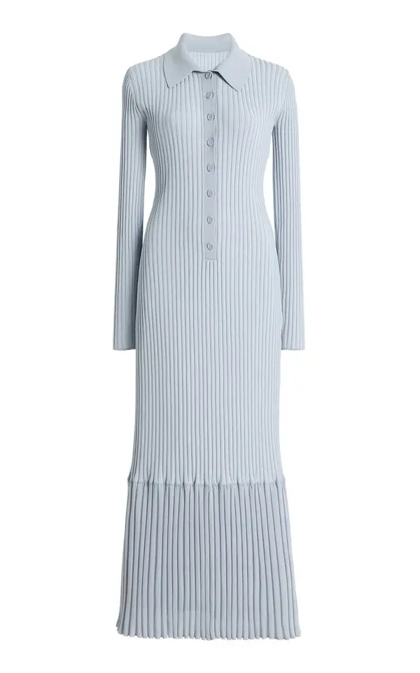 Proenza Schouler Luiza Ribbed-knit Midi Dress - Blue