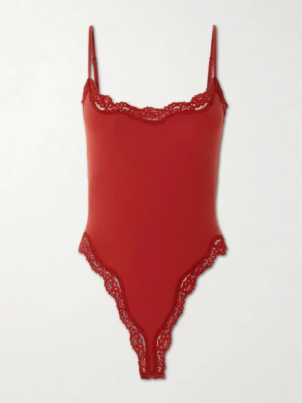 SKIMS Fits Everybody Lace Cami Bodysuit - Red