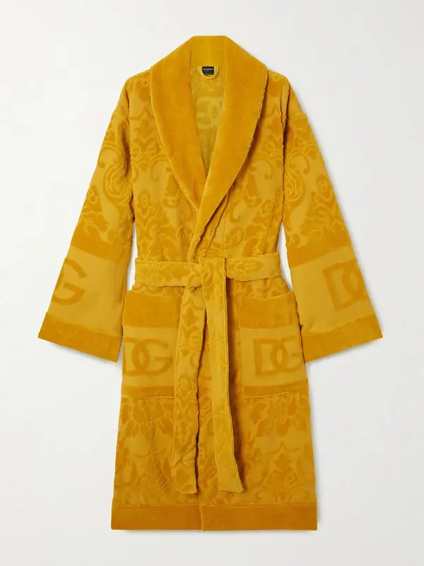Dolce & Gabbana Cotton-terry Jacquard Robe - Yellow