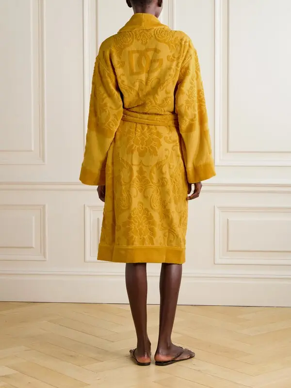 Dolce & Gabbana Cotton-terry Jacquard Robe - Yellow
