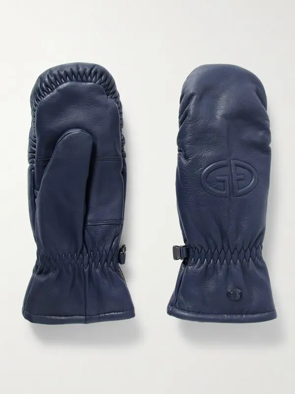 Goldbergh Hilja Logo-embossed Leather Mittens - Blue