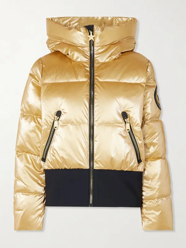 Goldbergh Bombardino Hooded Quilted Metallic Down Ski Jacket - Gold