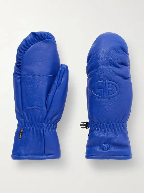 Goldbergh Hilja Logo-embossed Leather Mittens - Blue