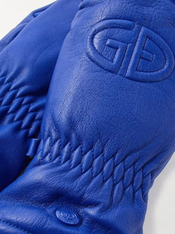 Goldbergh Hilja Logo-embossed Leather Mittens - Blue