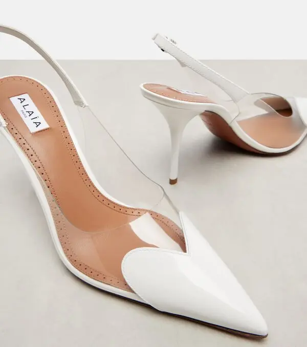Alaïa Le Cour 90 Patent Leather Slingback Pumps - White