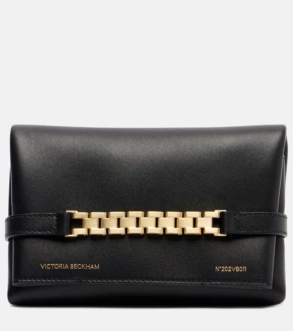 Victoria Beckham Chain Mini Leather Shoulder Bag - Black
