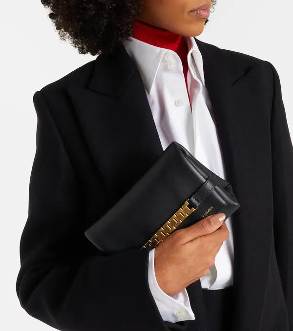 Victoria Beckham Chain Mini Leather Shoulder Bag - Black