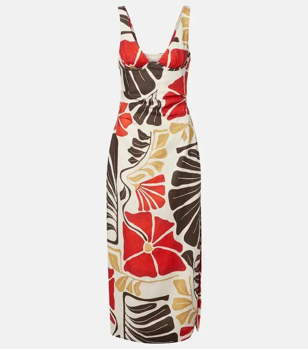 SIR. Julietta Floral Linen Midi Dress - Multicoloured
