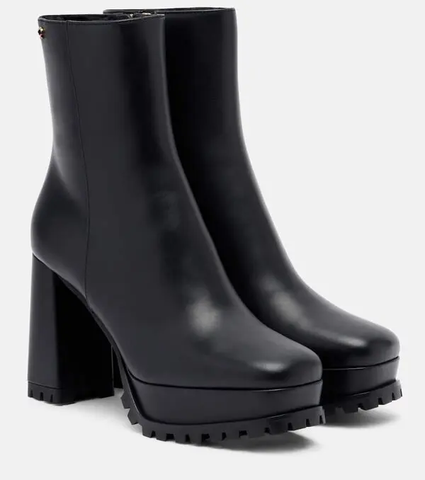 GIANVITO ROSSI Leather Platform Ankle Boots