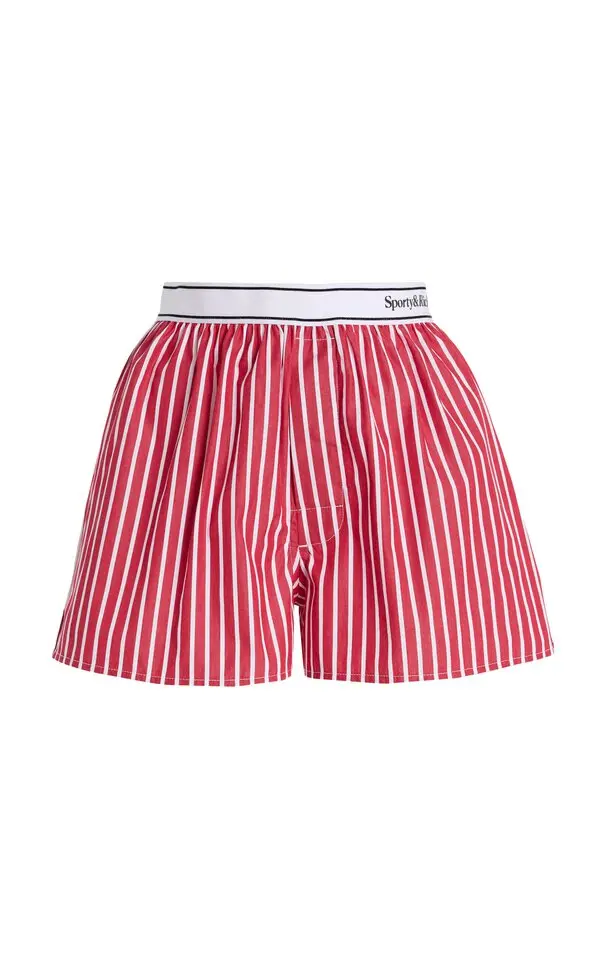 SPORTY & RICH Serif Striped Logo Boxers - Red