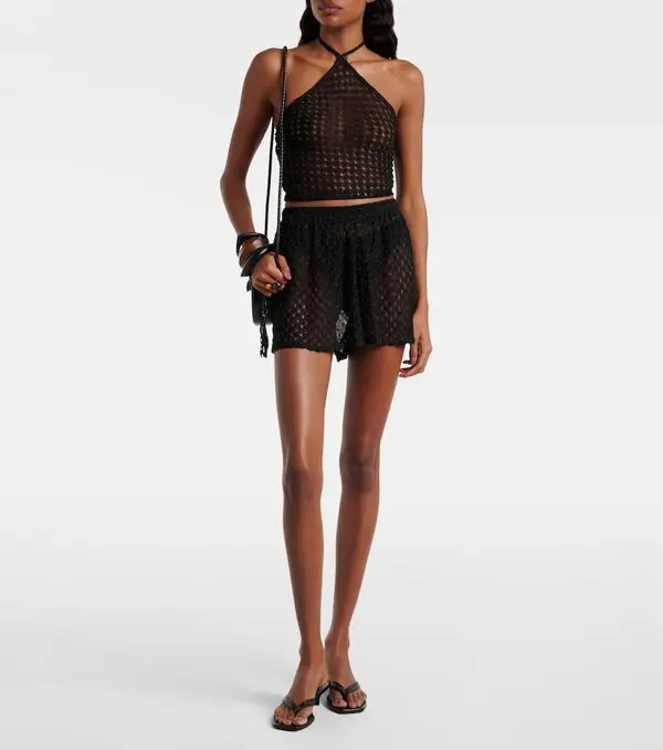 Missoni Open-knit Halterneck Lamé Crop Top - Black