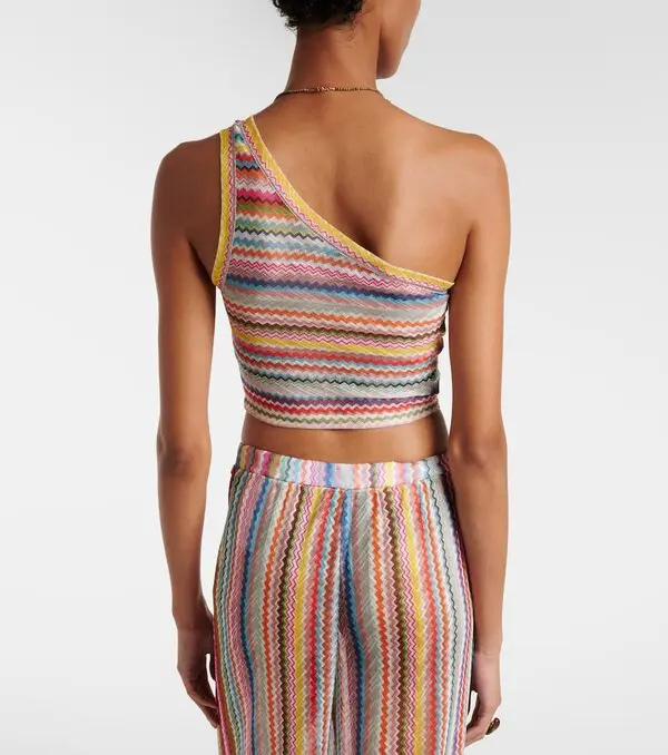 Missoni Zigzag One-shoulder Crop Top