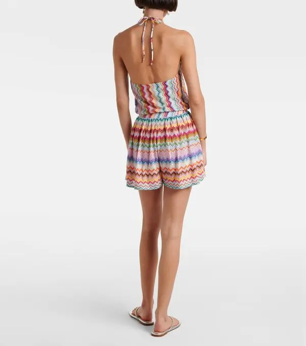 Missoni Zigzag Halterneck Lamé Romper - Multicoloured