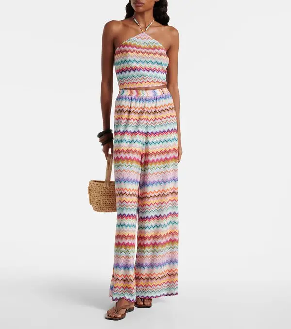 Missoni Zigzag Halterneck Lamé Crop Top - Multicoloured