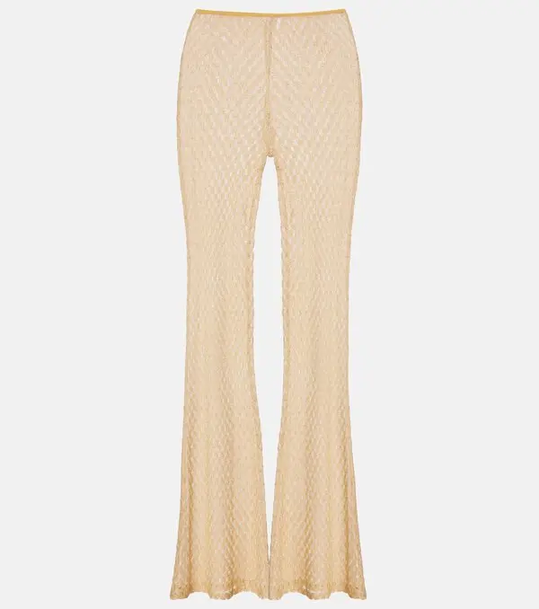 Missoni Open-knit Lamé Flared Pants - Gold