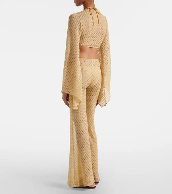 Missoni Open-knit Lamé Flared Pants - Gold