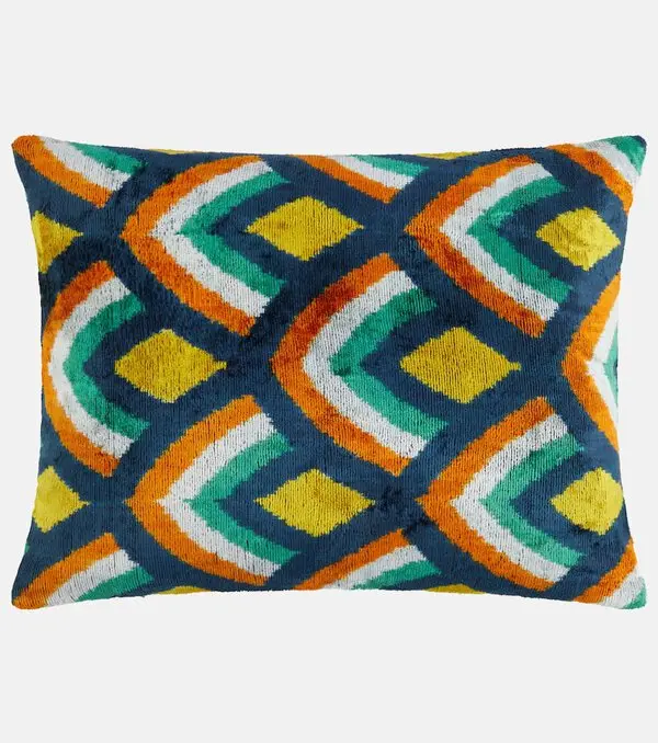 LES-OTTOMANS Silk And Cotton Velvet Cushion - Multicoloured