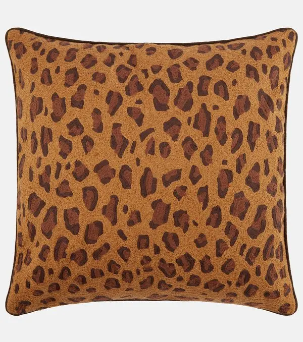 LES-OTTOMANS Cotton And Silk Velvet Cushion - Brown