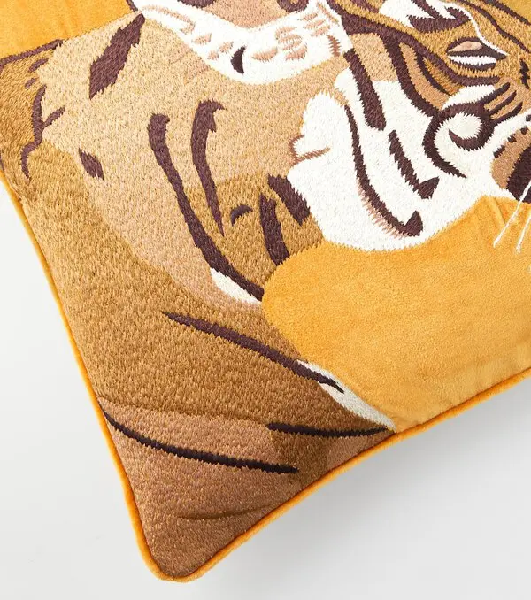 LES-OTTOMANS Embroidered Cotton Velvet Cushion