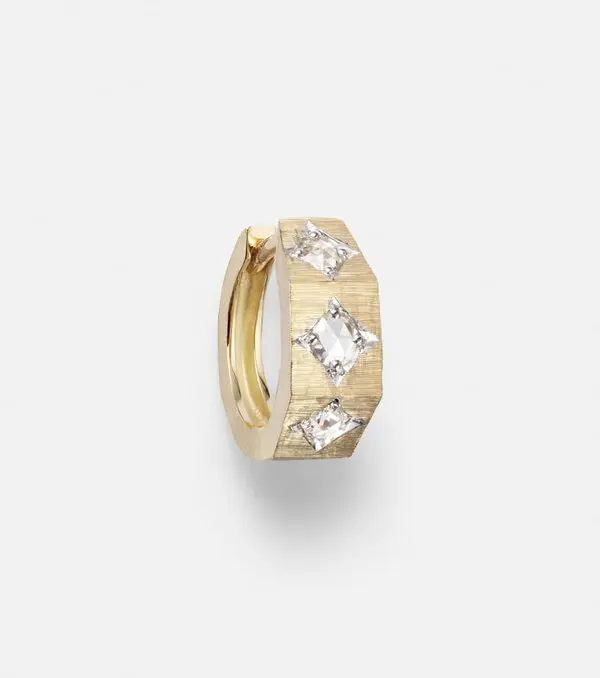 MARIE LICHTENBERG 18kt Yellow Diamond Ecrou Single Hoop Earring - Gold