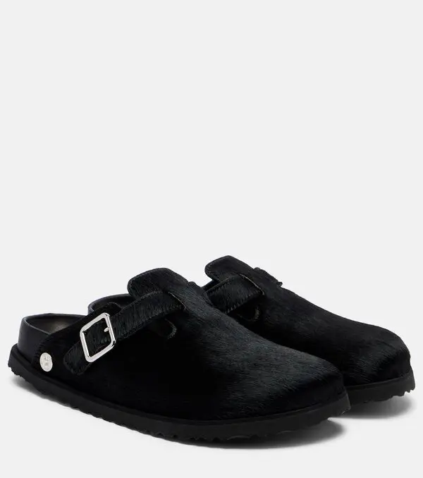 BIRKENSTOCK Calf Hair Clogs - Black