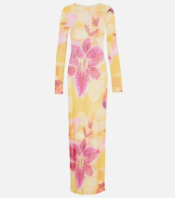 SAME Floral Mesh Maxi Dress - Yellow