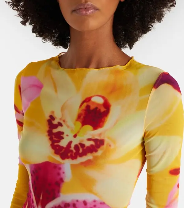 SAME Floral Mesh Maxi Dress