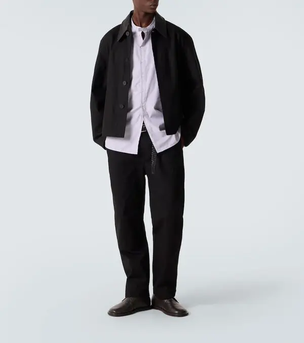 Studio Nicholson X Aaron Levine Cotton Jacket With Leather Collar