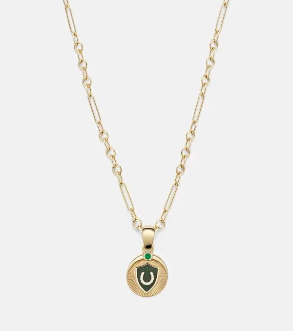 FOUNDRAE 18kt Yellow Necklace With Emerald And Diamonds