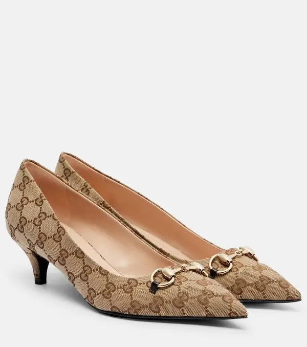 Gucci Erin Gg Canvas Horsebit Pumps