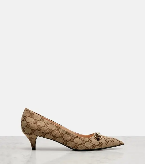 Gucci Erin Gg Canvas Horsebit Pumps