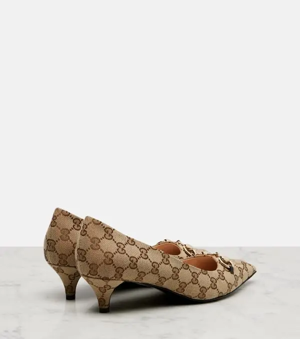 Gucci Erin Gg Canvas Horsebit Pumps