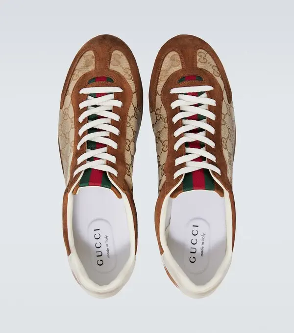 Gucci Gg Canvas And Suede Sneakers