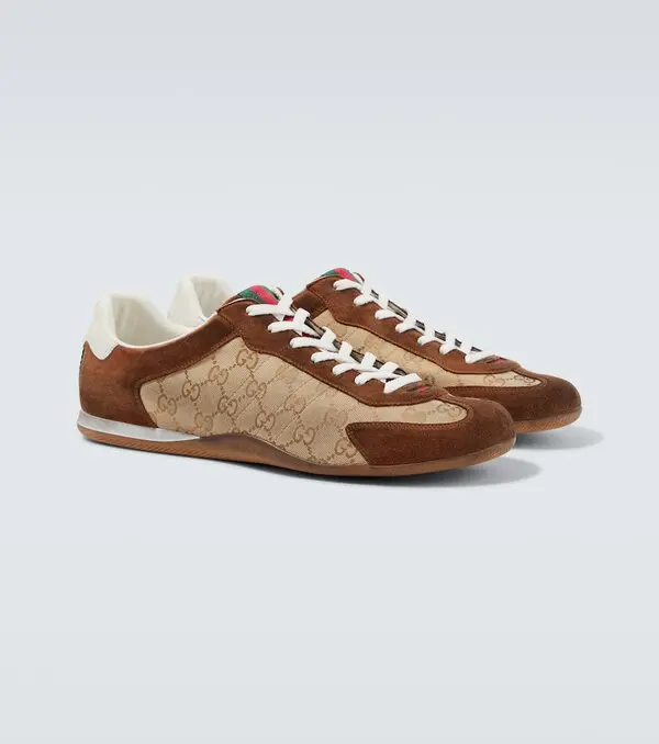 Gucci Gg Canvas And Suede Sneakers