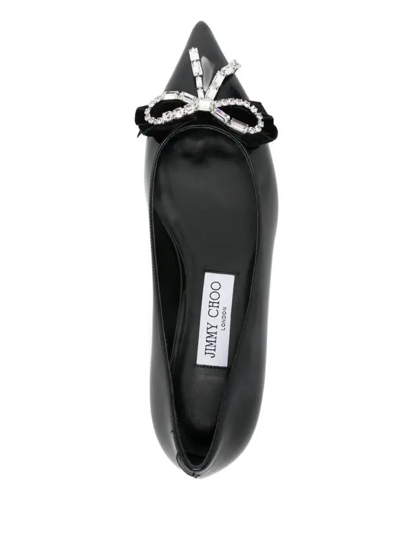 JIMMY CHOO Auria Leather Ballet Flats - Black