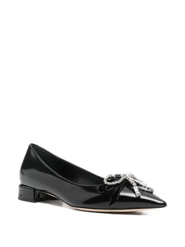 JIMMY CHOO Auria Leather Ballet Flats - Black