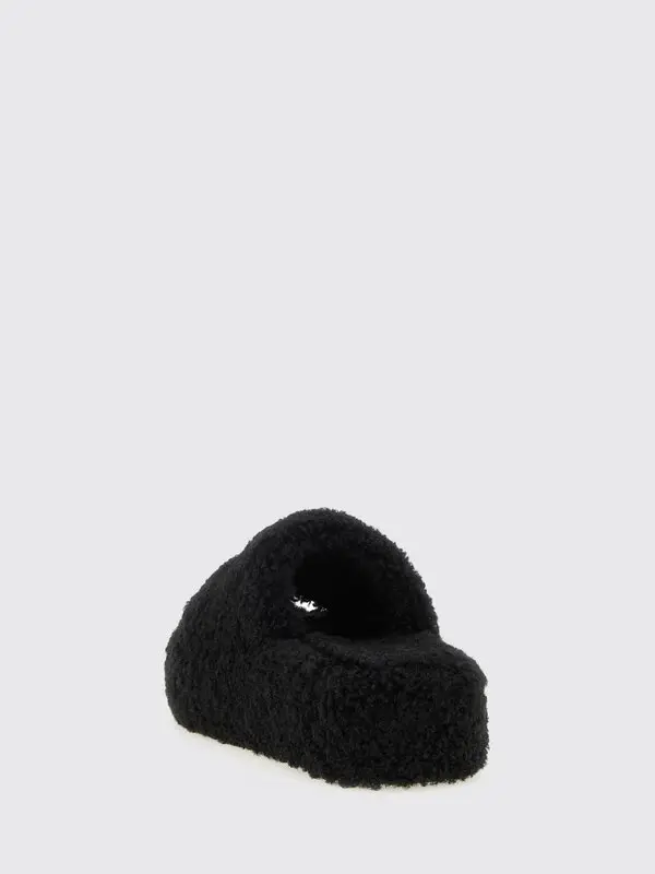 Balenciaga Shearling Lined Platform Slides - Black