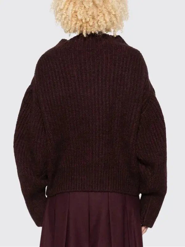 Dries Van Noten Ribbed Mock Neck Sweater - Burgundy