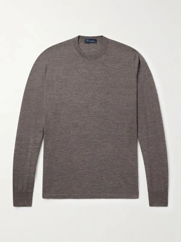 Thom Sweeney Cashmere And Silk-blend Sweater - Brown