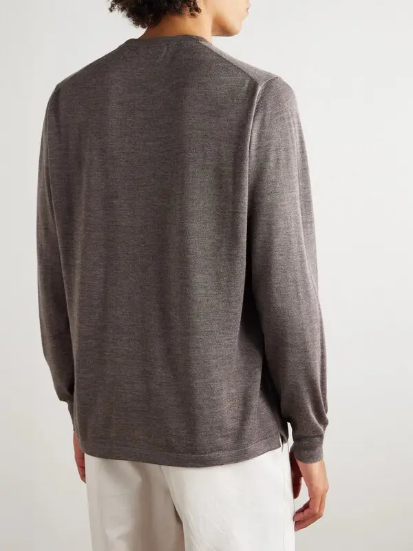 Thom Sweeney Cashmere And Silk-blend Sweater - Brown