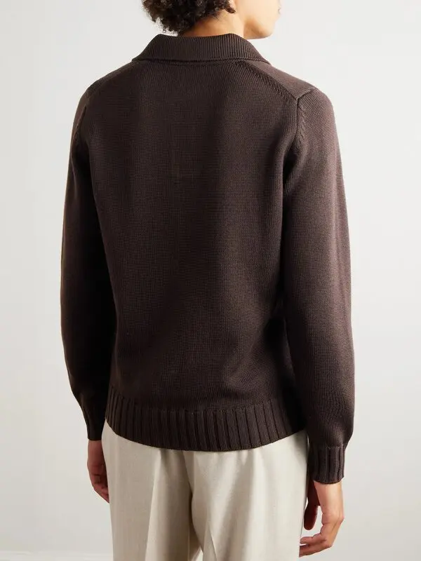 Thom Sweeney Skipper Wool Polo Shirt - Brown