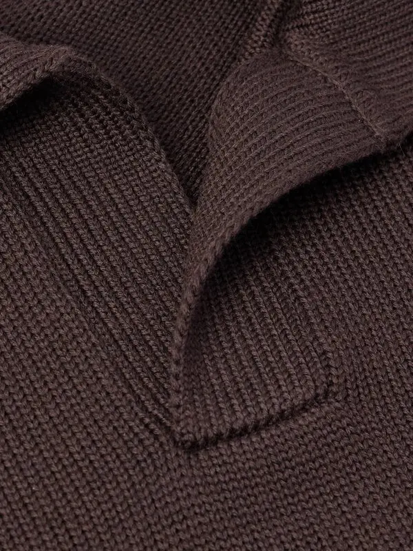 Thom Sweeney Skipper Wool Polo Shirt - Brown