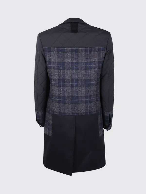 Junya Watanabe Paneled Checked Coat - Navy