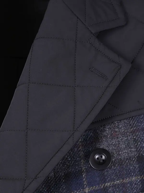 Junya Watanabe Paneled Checked Coat - Navy
