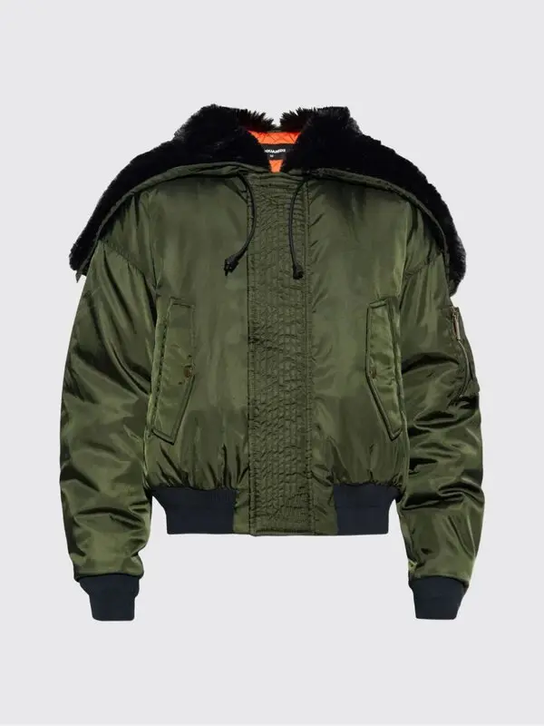 Dsquared2 Bomber Jacket With Faux Fur Collar - Green