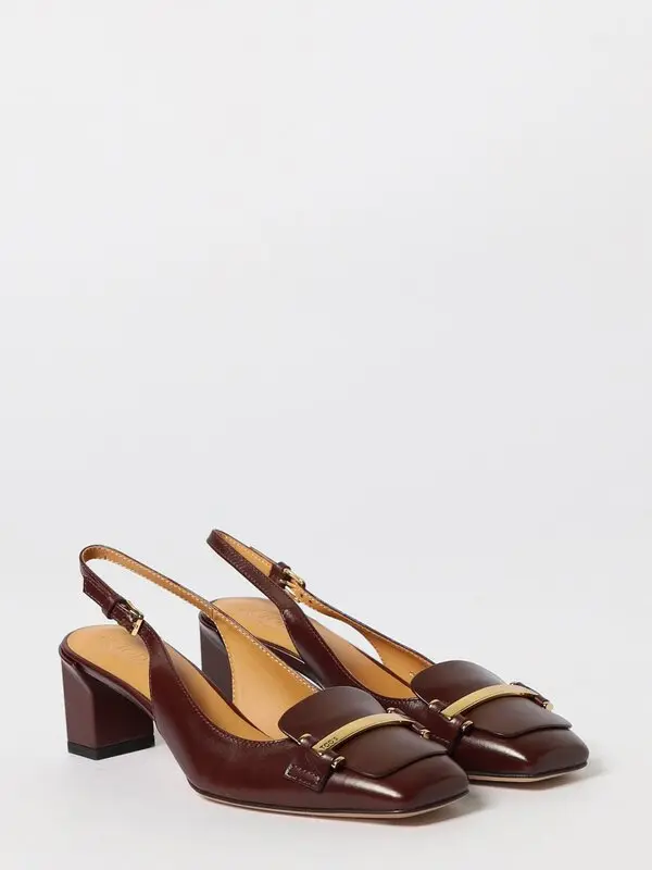 TOD'S Slingback Pumps With Gold Tone Detailing - Brown