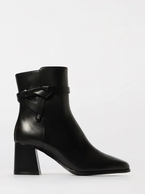 JIMMY CHOO Leather Ankle Boots With Bow Detailing - Black
