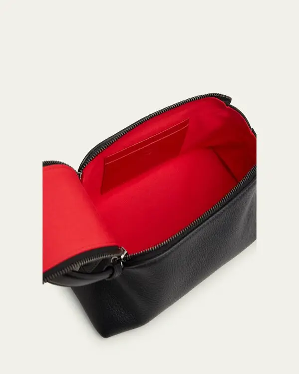 CHRISTIAN LOUBOUTIN Leather Travel Pouch With Spikes - Black/gun